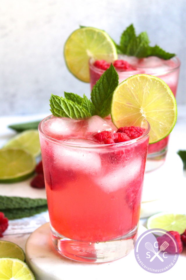 cool down. [raspberry vodka spritzer with mint] - sweet caroline's cooking