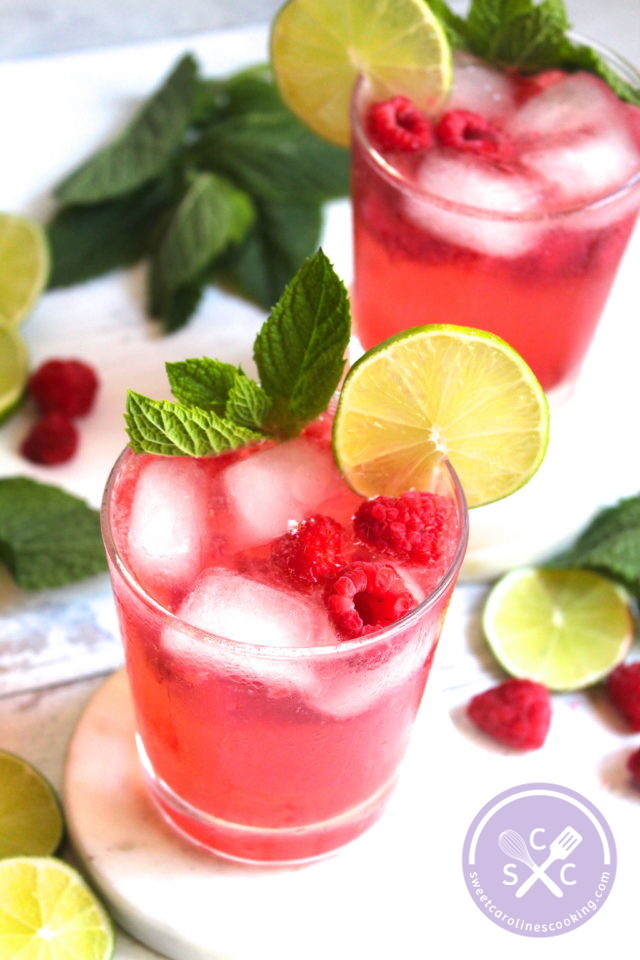 cool down. [raspberry vodka spritzer with mint] - sweet caroline's cooking