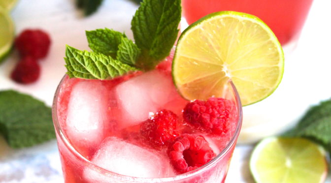 cool down. [raspberry vodka spritzer with mint] - sweet caroline's cooking