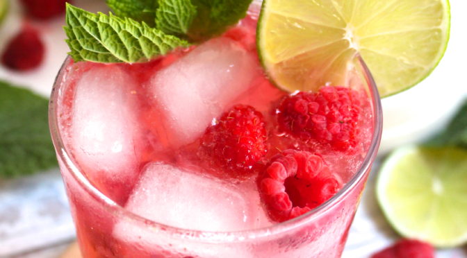 cool down. [raspberry vodka spritzer with mint] - sweet caroline's cooking